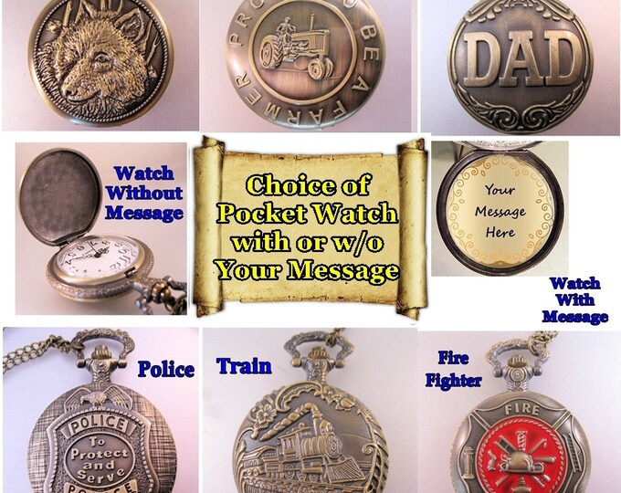 Pocket Watch With Your Personalized Message W/your Choice of Chain Gift ...