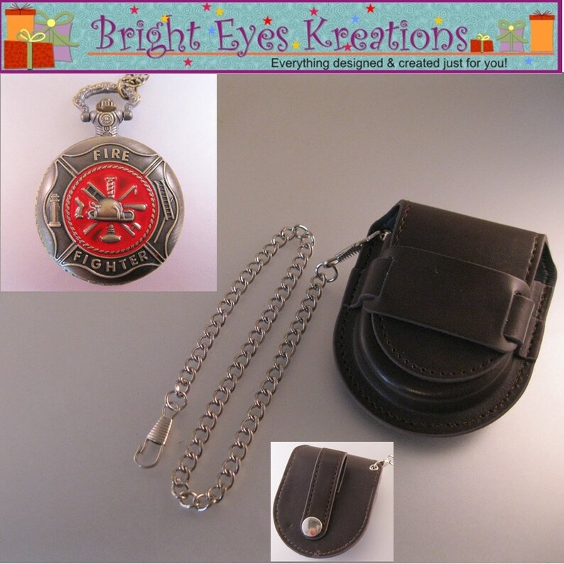 Custom Made RED Fireman Fire Dept. Fire Fighter Pocket Watch ...
