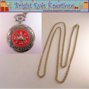 Red Fire Fighter Fireman Fire Dept Pocket Watch Personalized W/ Your ...