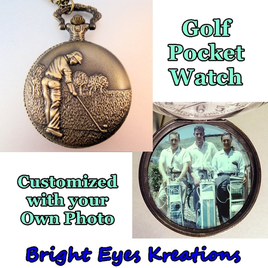 GOLF Golfer Pocket Watch With or Without Personalized Photo W/your ...
