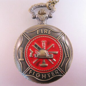 Red Fire Fighter Fireman Fire Dept Pocket Watch Personalized W/ Your ...