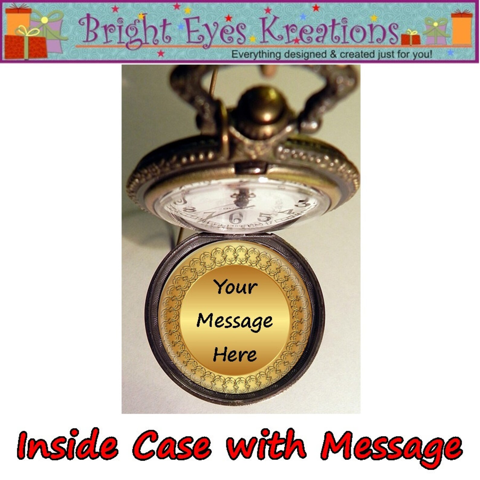 Pocket Watch With Your Personalized Message W/your Choice of - Etsy