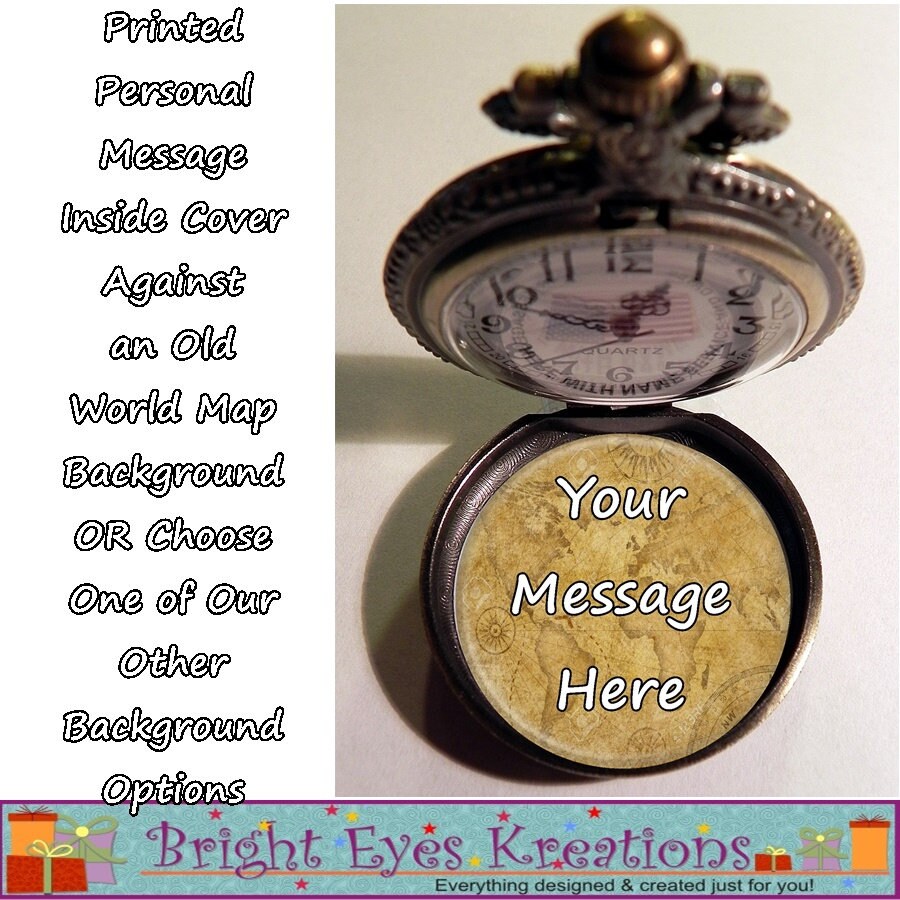 Pocket Watch With or Without Personalized Message & Choice Chain Gifts ...