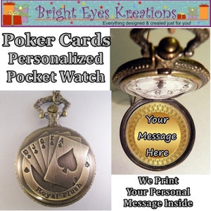 Personalized ROYAL FLUSH Poker Game Pocket Watch W/your Choice of Chain ...