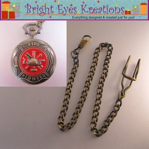 Custom Made RED Fireman Fire Dept. Fire Fighter Pocket Watch ...
