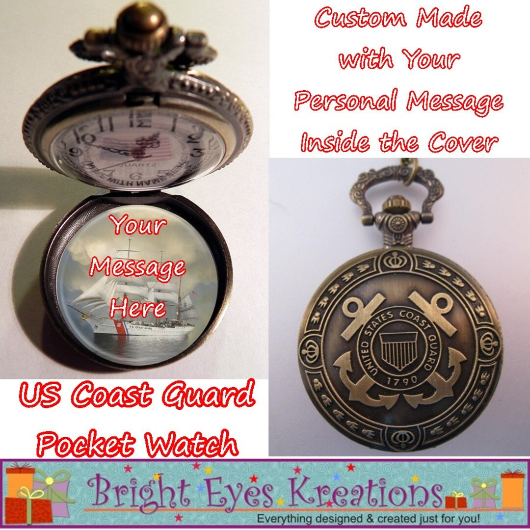 Coast Guard Pocket Watch Personalized Custom Made W/ 31" Chain or 14 ...