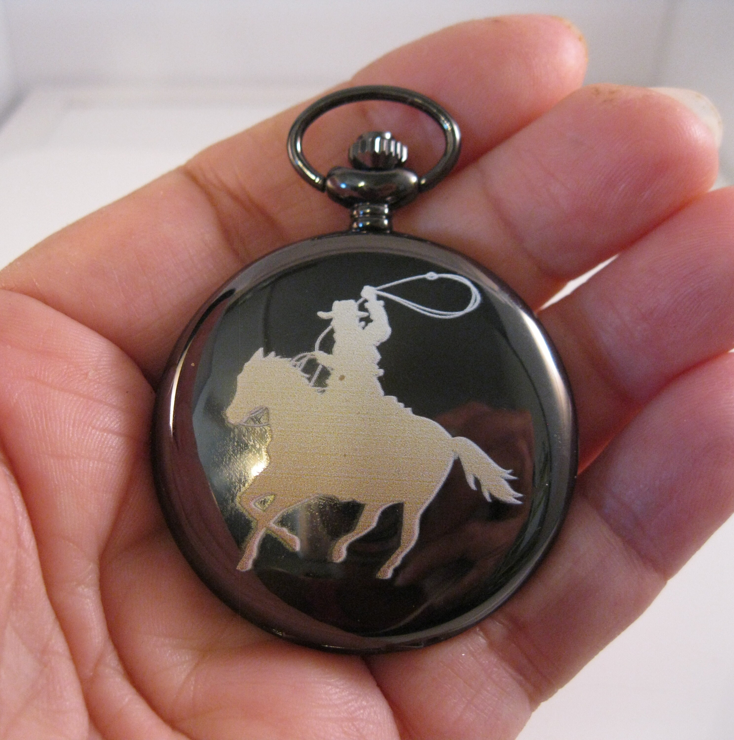 Custom Black & White COWBOY Pocket Watch With or Without Your | Etsy
