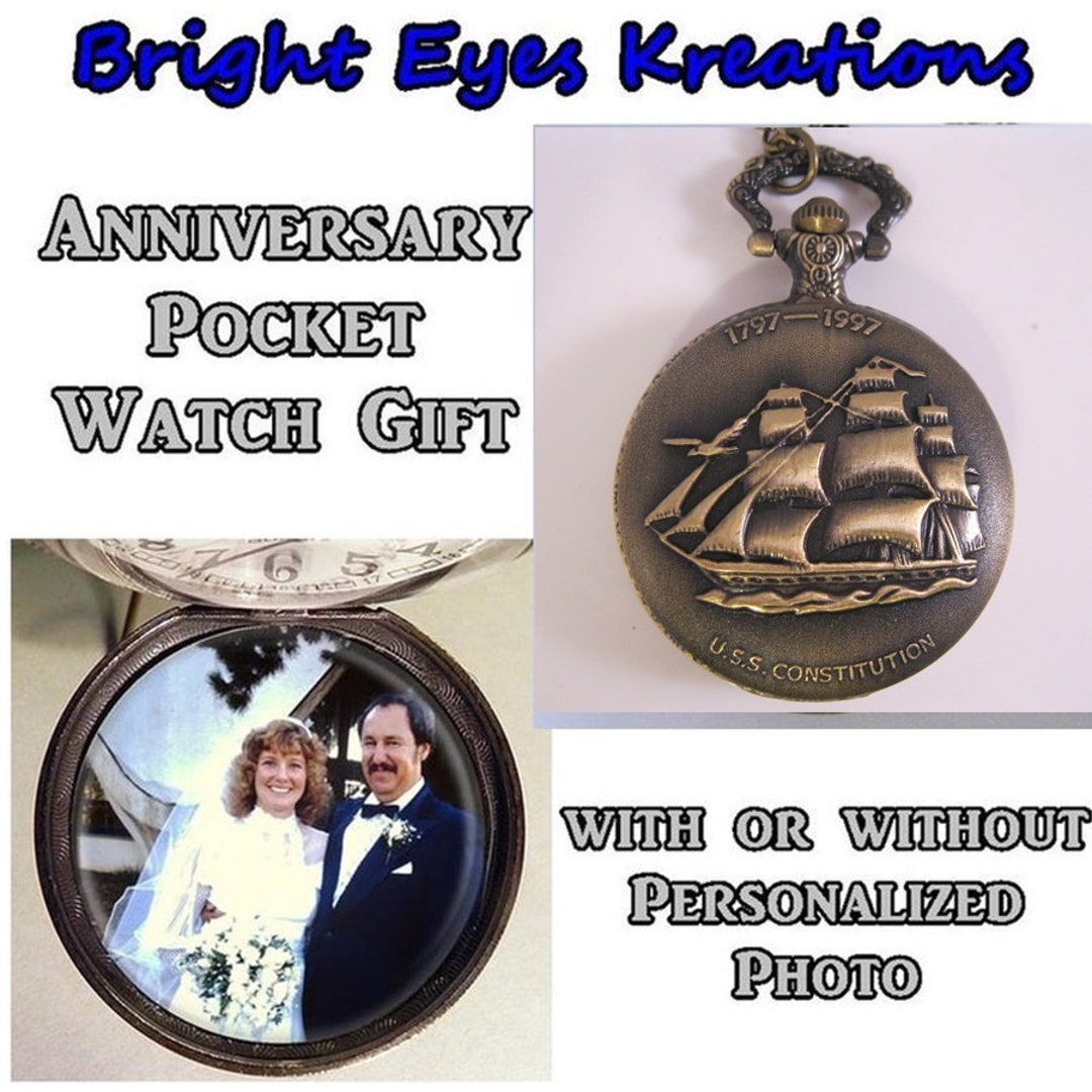 ANNIVERSARY Pocket Watch W/your Personalized Photo & Your Choice of ...