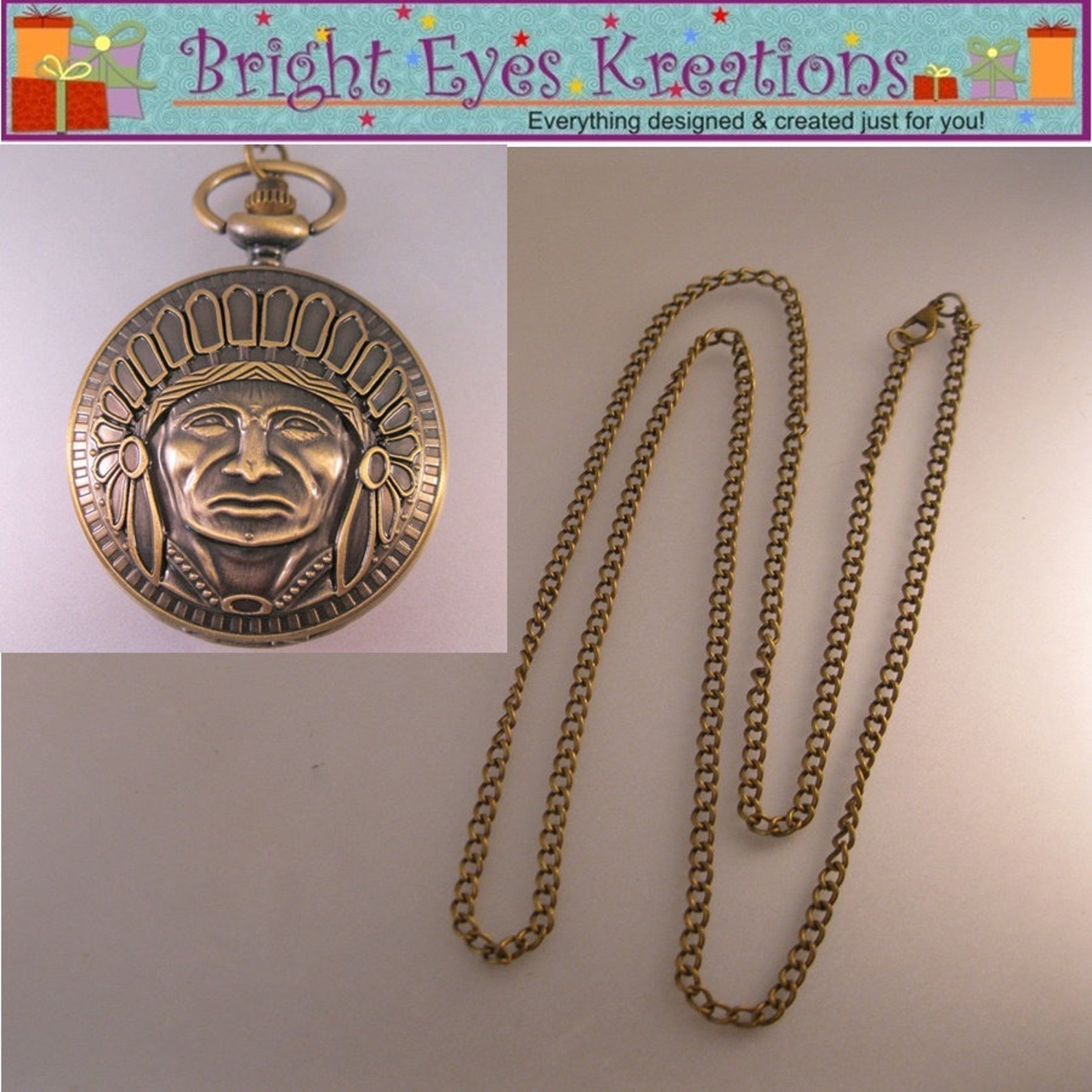 Personalized Pocket Watch Custom Made Native American Indian W/your ...