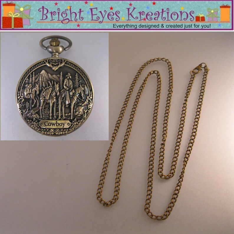 WESTERN COWBOY Pocket Watch Custom Made W/personalized Message | Etsy