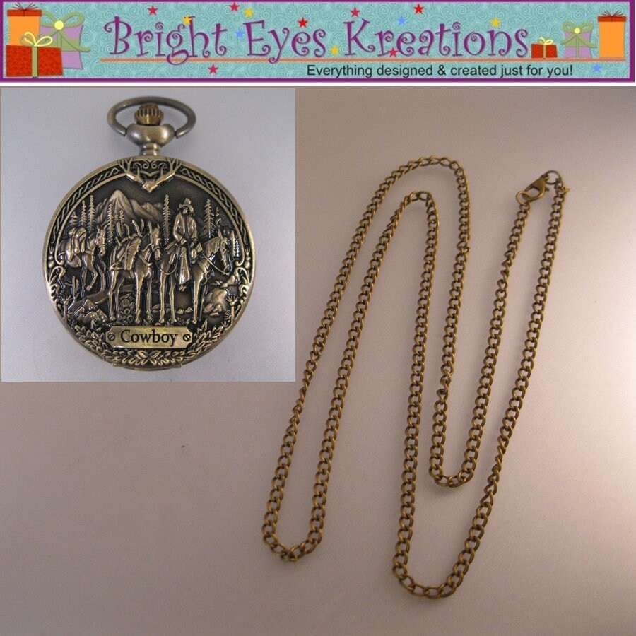 WESTERN COWBOY Pocket Watch Custom Made W/personalized Message | Etsy