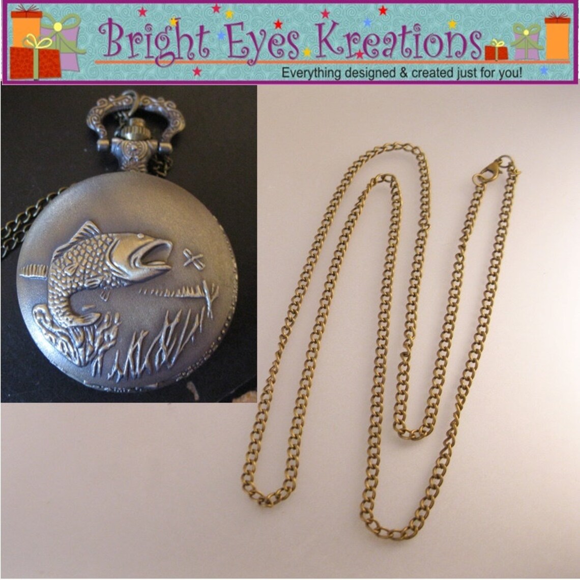 Custom Made Fishing Fish Fisherman Pocket Watch Personalized - Etsy
