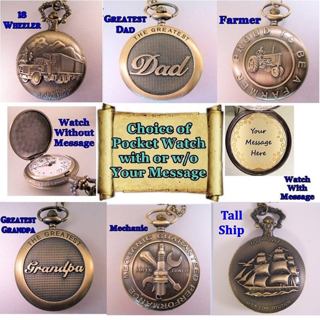 Pocket Watch With Personalized Message & Choice Chain Gifts for Dad ...
