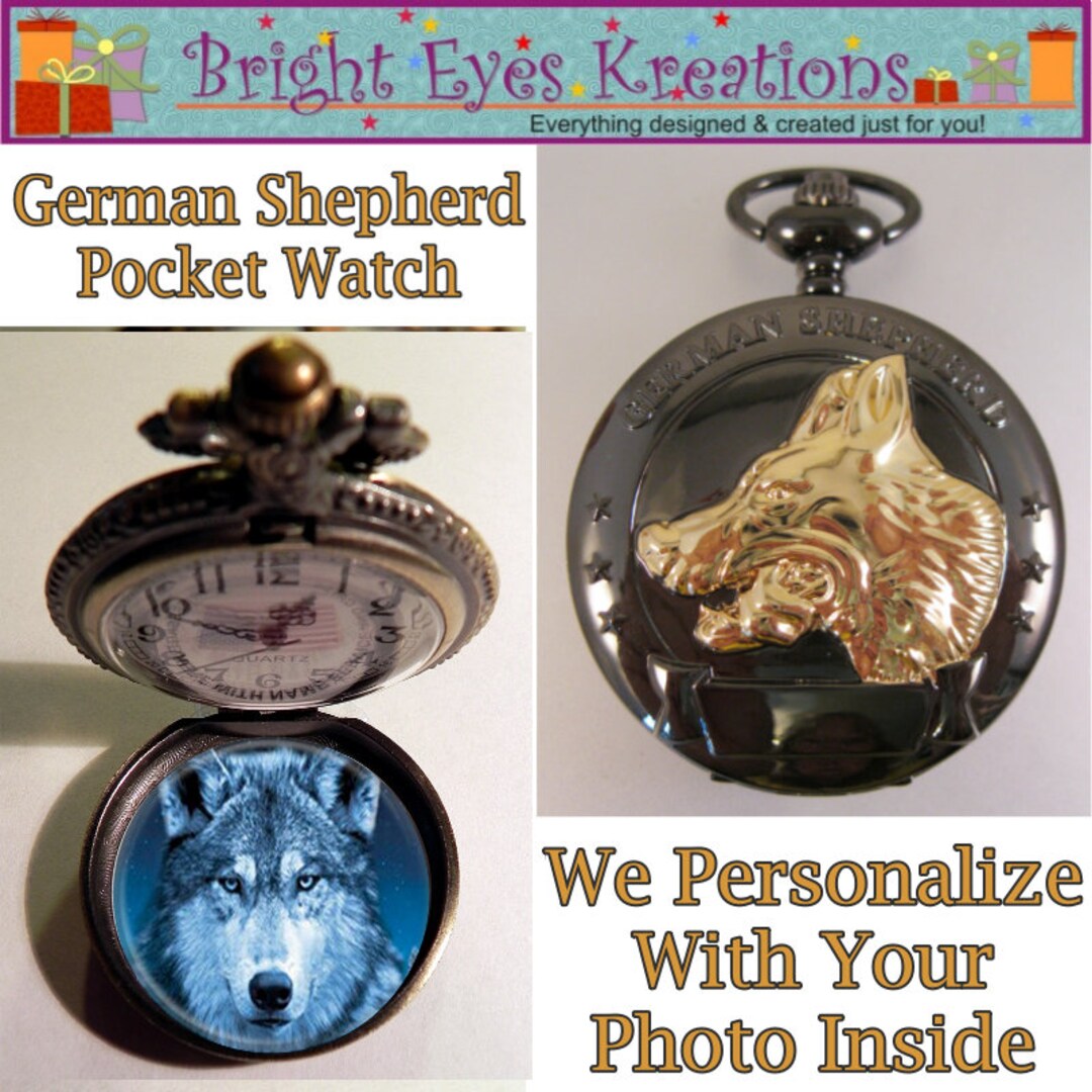 GERMAN SHEPHERD Dog Vintage Style Pocket Watch W/your Personalized ...