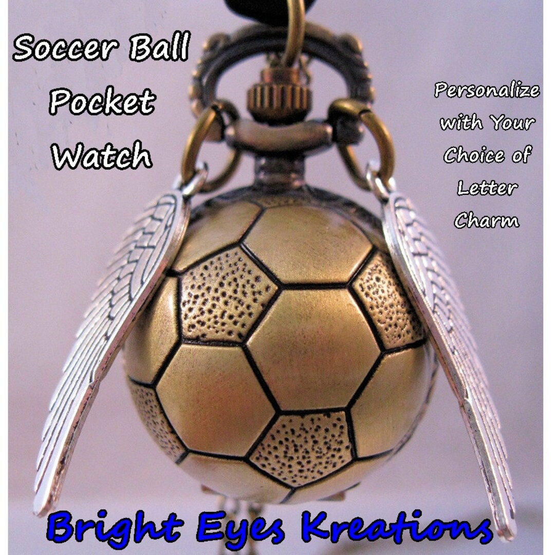 Personalized Soccer Ball Pocket Watch Unisex W/ Necklace Chain or Belt ...