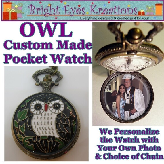 Custom GRADUATION OWL Mosaic Pocket Watch With or Without Your | Etsy