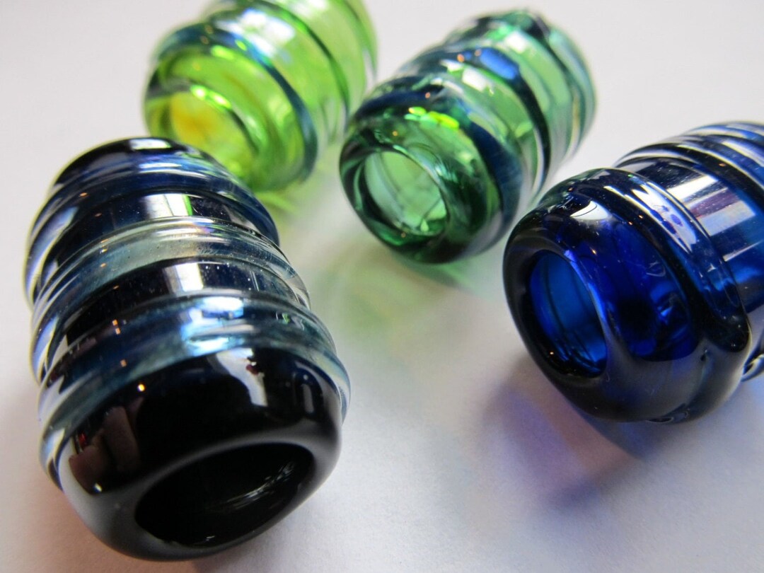 Striped Glass Dread Bead, CUSTOM Bead Hole Sizes 4-16mm - Etsy
