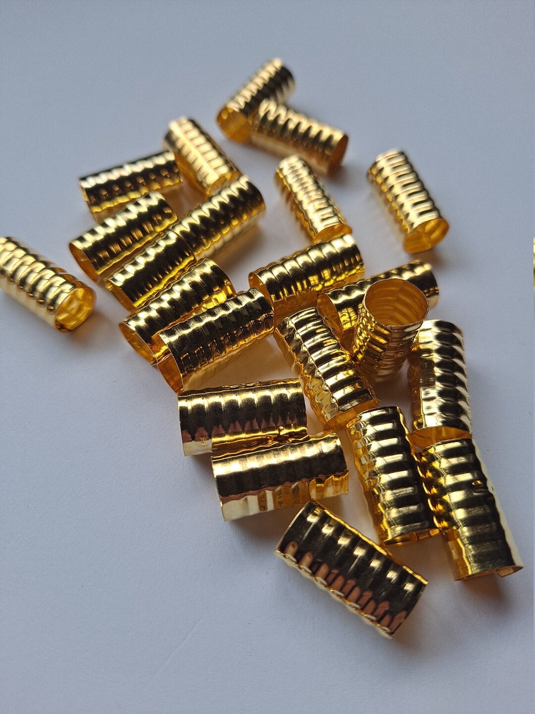 20 Pack Gold Tube Loc Beads/ Adjustable 4-10mm Bead Hole / Dreadlock ...