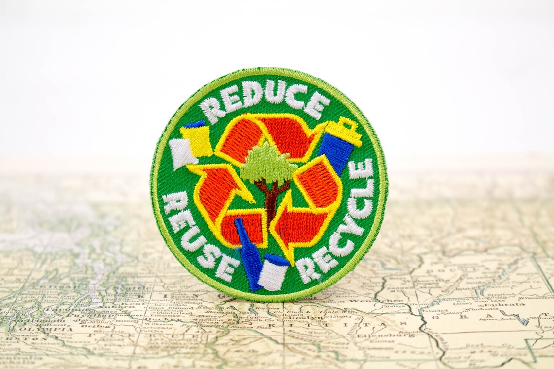 Reduce Reuse Recycle Patch Embroidered Iron on Earth Day | Etsy