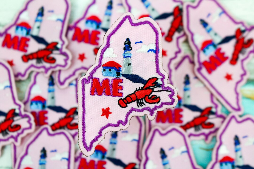 Travel Patch Maine - Lobster & Lighthouse | Iron on | Hoodie and ...