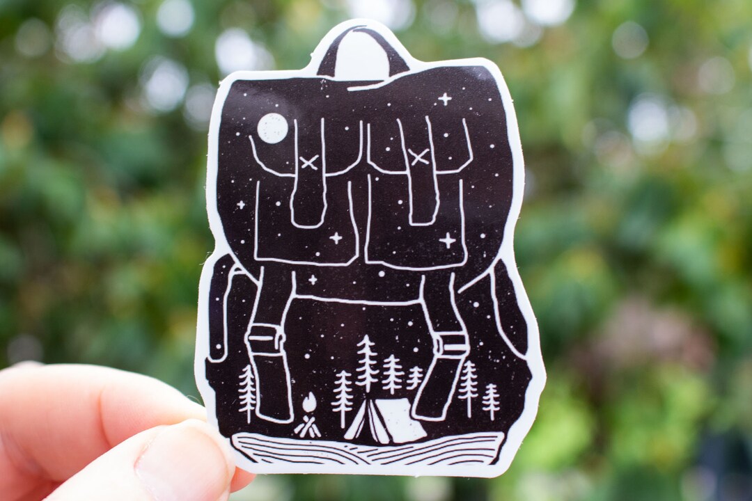Hiking Sticker, Camping Backpack - Waterproof Decal - for Waterbottles ...