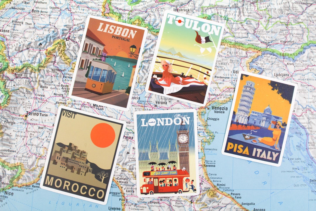 5x European Travel Stickers | Mini Europe Travel Posters | Italy ...