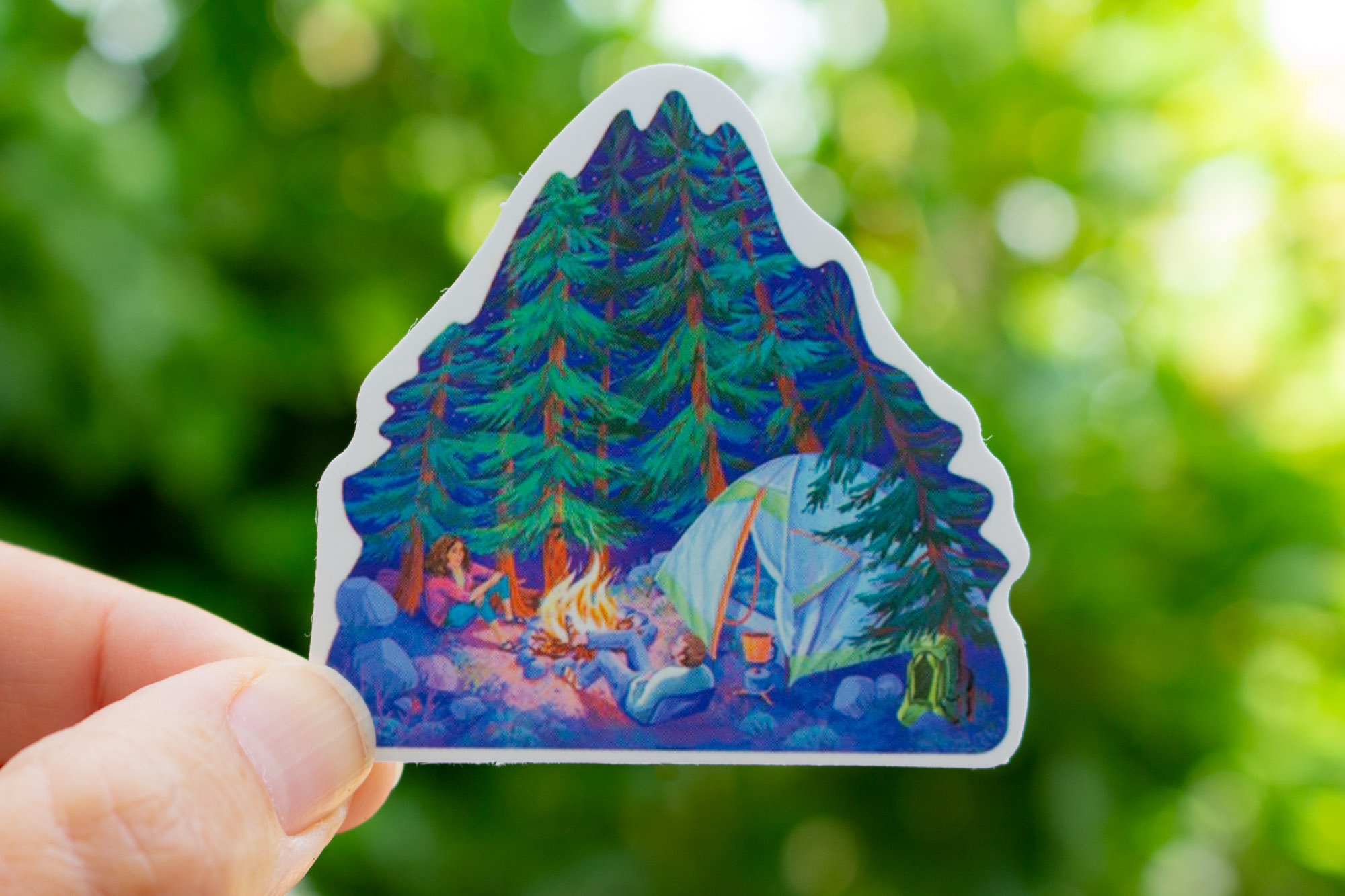 Camping Sticker, Tent, Fire - Waterproof Decal- for Waterbottles and ...