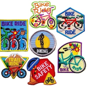 Biking Patches Set, Bicycle, Cycling, Biking | Embroidered Iron on ...