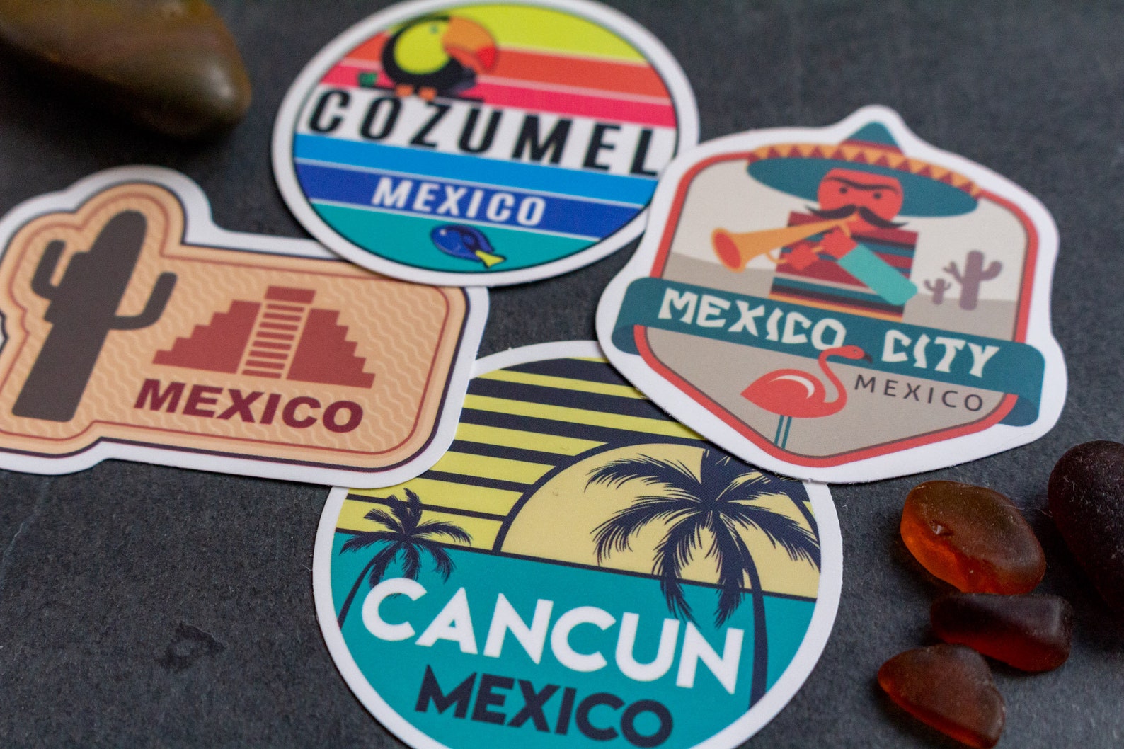 Mexico Cancun Travel Stickers Cozumel and Mexico City Set of - Etsy