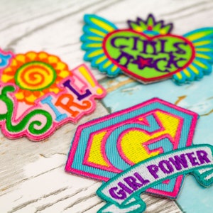 Girl Power Patch Set - Super Girl - Girls Rock - Peace & Love - Hippie ...