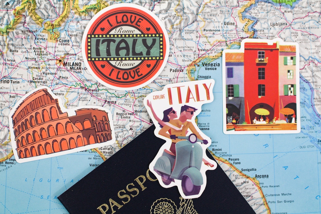 Italy Travel Stickers | Europe Rome Italian Tour European | Set of 4 ...