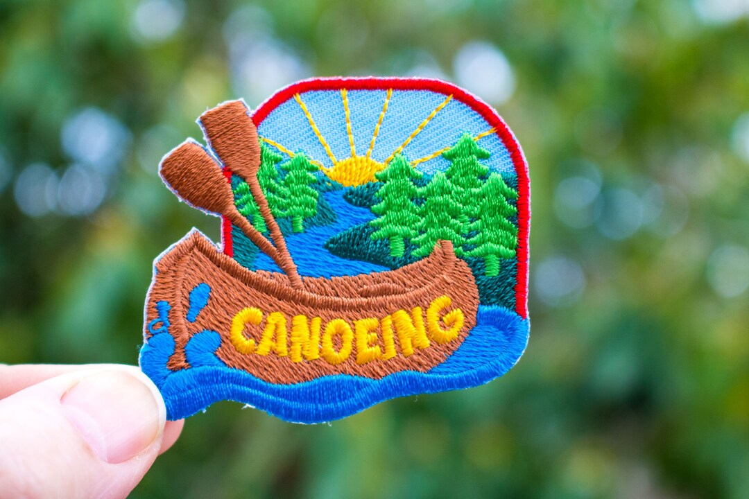 Canoeing Patch, Embroidered Iron On, Outdoor Adventure Hoodie Patch ...