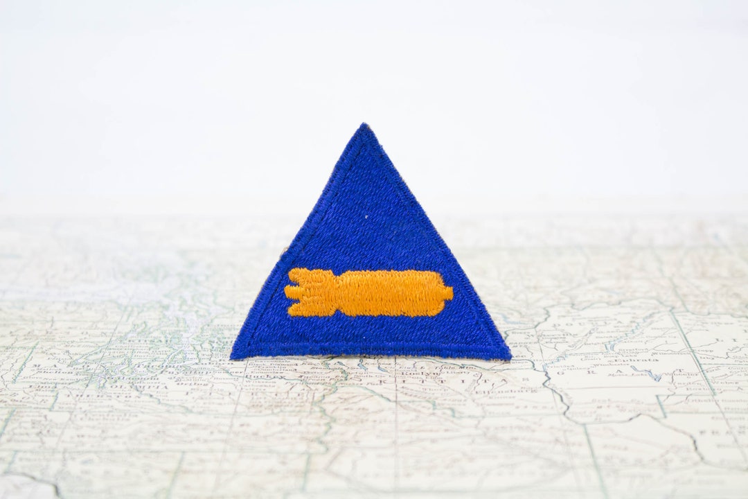 Vintage Military 1942 WW2 Bomb Patch Triangle Yellow Gold Bomb Blue ...