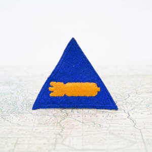 Vintage Military 1942 WW2 Bomb Patch Triangle Yellow Gold Bomb Blue ...