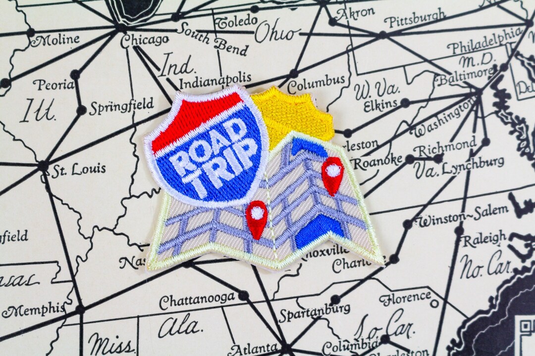 Road Trip Patch | Travel Map | Embroidered Iron on | Scouts | Jacket ...