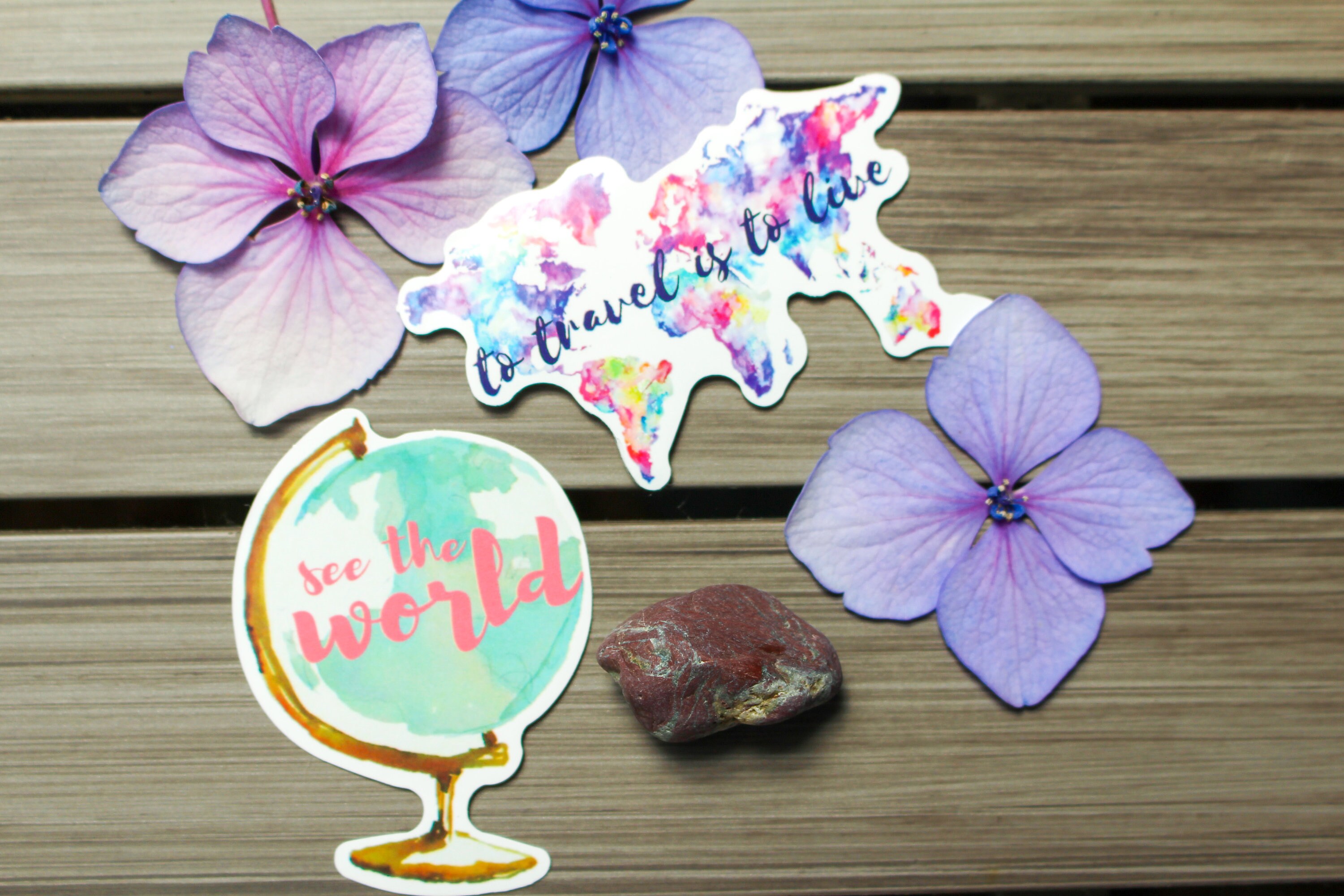 Travel Stickers World Map & Globe Set of 2 Waterproof - Etsy