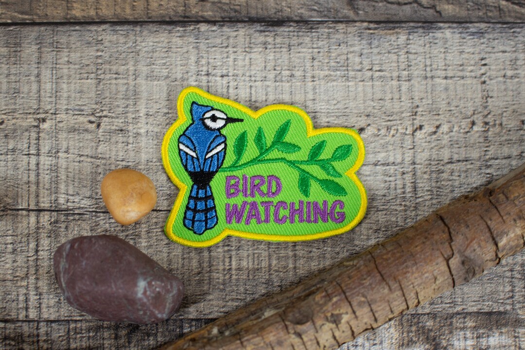 Bird Watching Patch, Gift, Blue Jay, Watch Birds, Embroidered Iron On ...