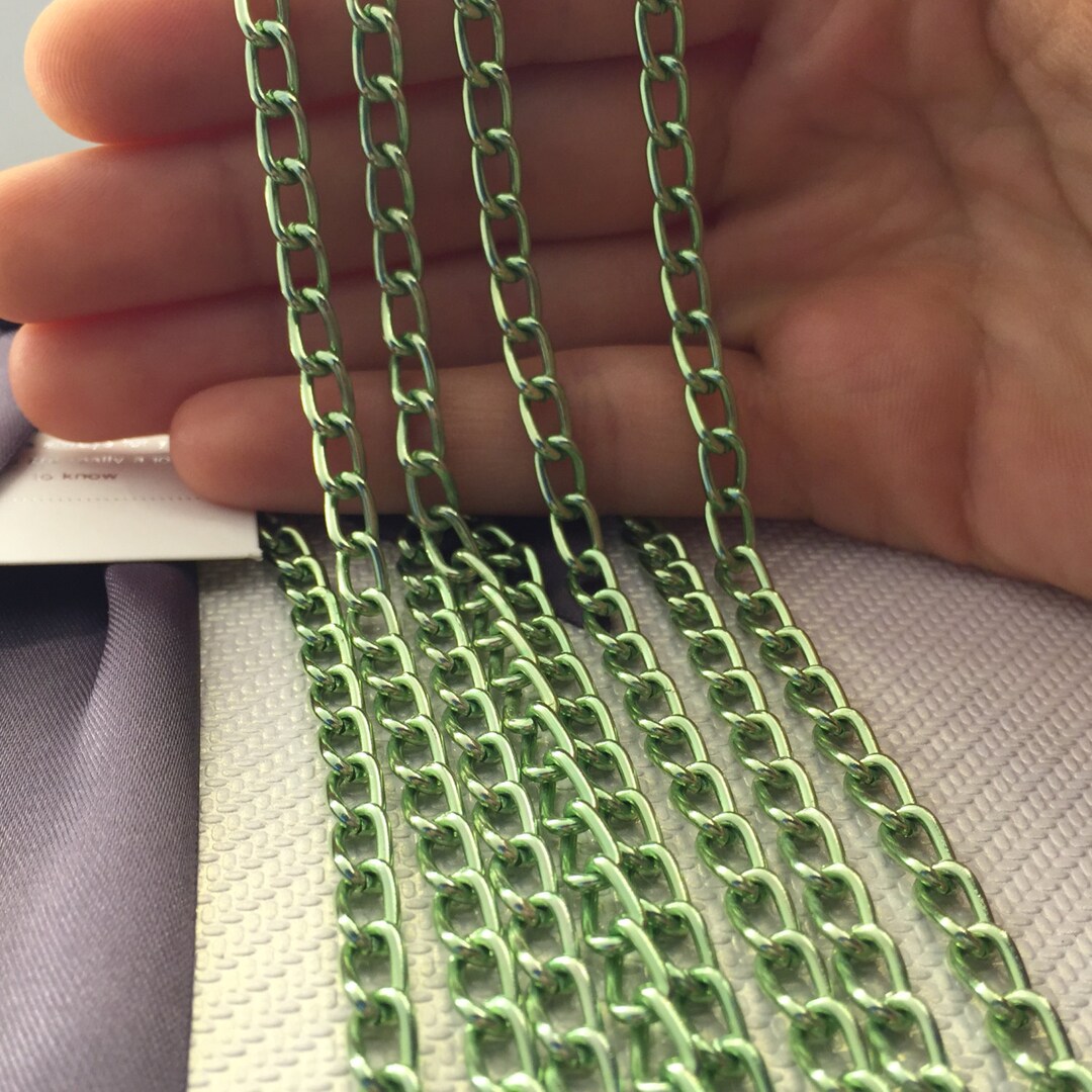 2 Meter 8x4 Mm Green Color Aluminum Chain - Etsy