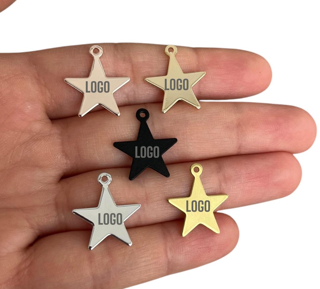 Laser Engraved Star Logo Charm, Custom Brass Metal Tag (0.80x16 Mm) - Etsy