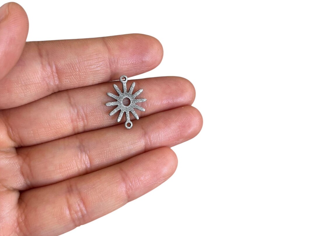 20 Pcs 15 Mm Antique Silver Textured Sun Shape Charm ,findings ...