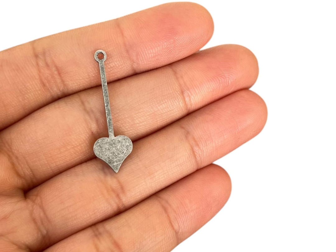 10 Pcs 9x30 Mm Heart Earrings Antique Silver ,charms ,findings,pendant ...