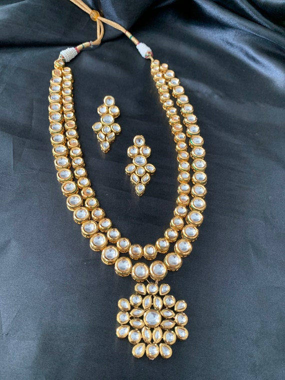 Long Kundan necklace kudan set India kundan Jewelry India | Etsy