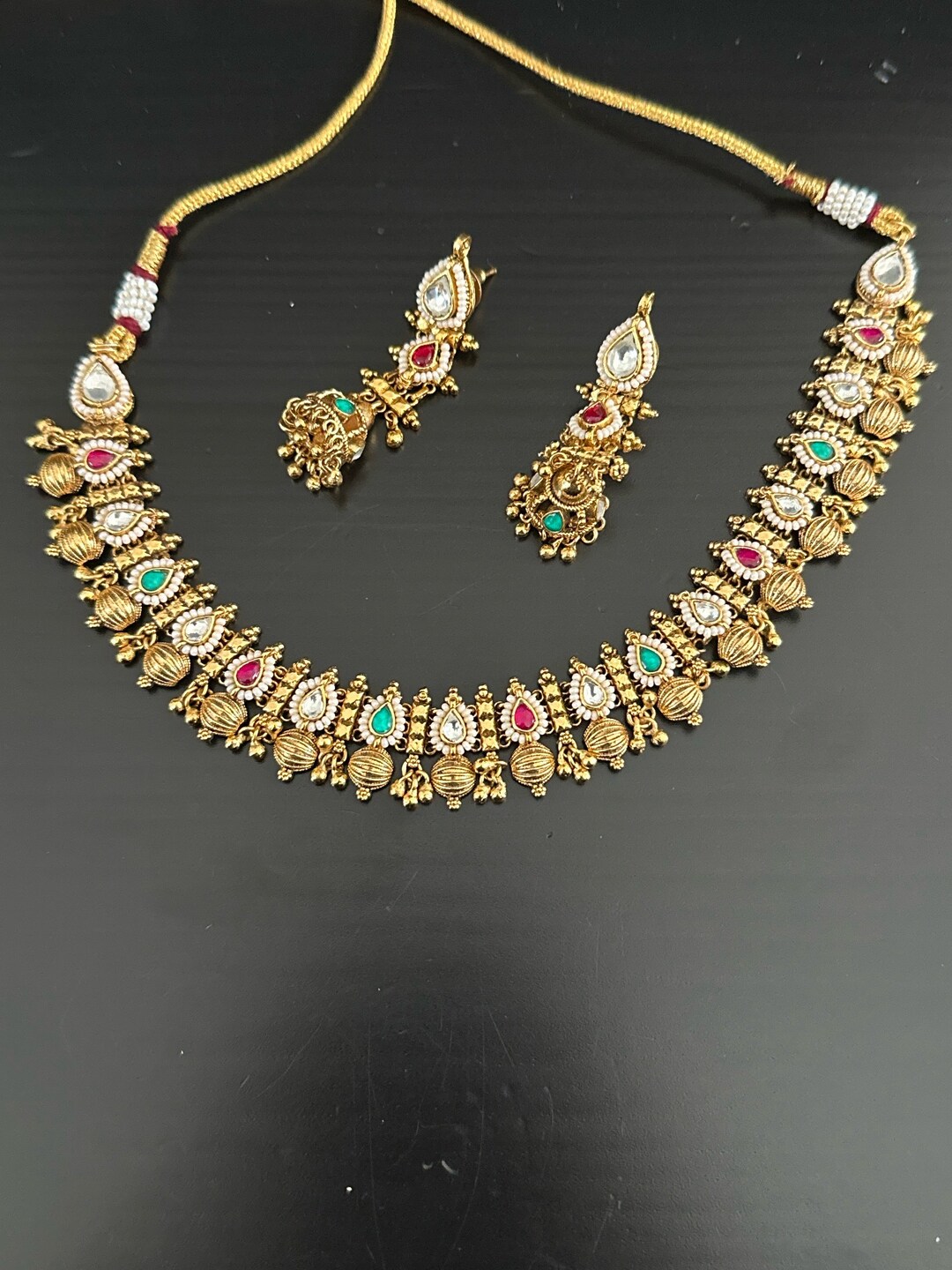 Gold Choker Set,kundan Necklace Set, Indian Necklace Set,kundan Jewelry ...