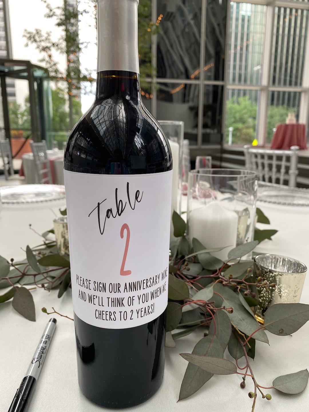 Table Numbers for Wine Bottle; Anniversary Wine Table Number Labels ...