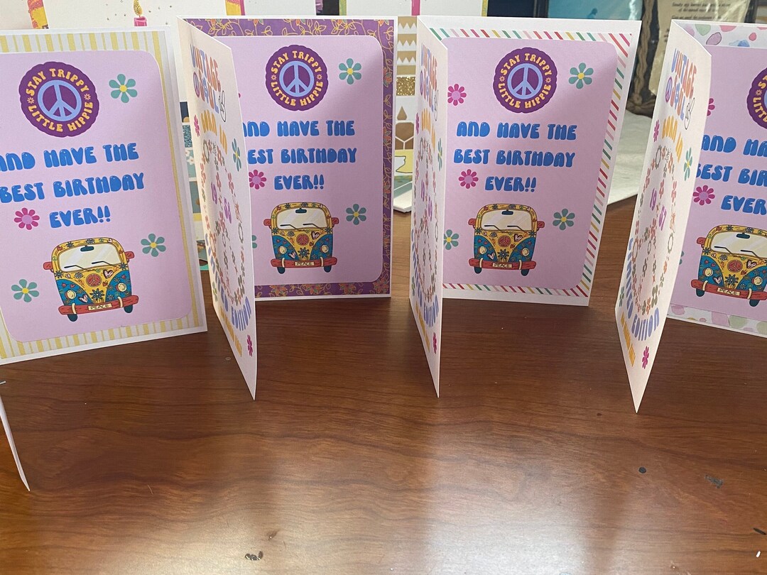 Hippie Retro Birthday Card With Custom Birth Year; Groovy Flower Power ...