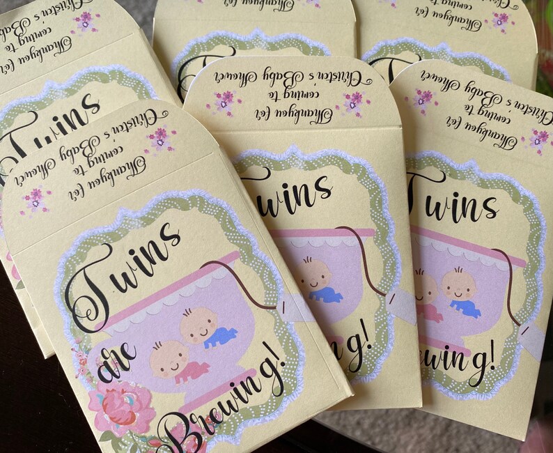 Tea Bag Favor Envelopes Twins Shower Favors Triplets Shower - Etsy