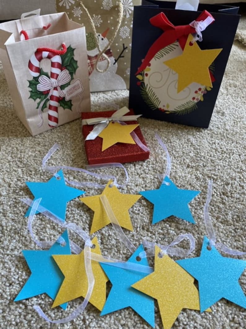 Star Gift Tags Glitter Star Gift Tags Star Christmas Tags | Etsy