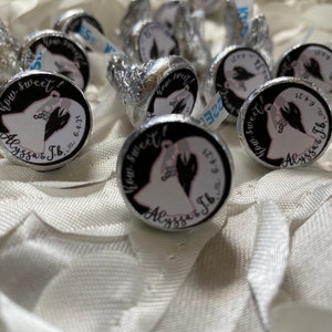 Personalized Wedding Stickers for Chocolate Kiss Favors; Custom Kiss ...
