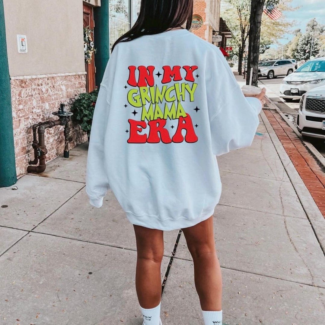 In My Green Grumpy Mama Era, Green Christmas Guy Sweatshirt, Holiday ...