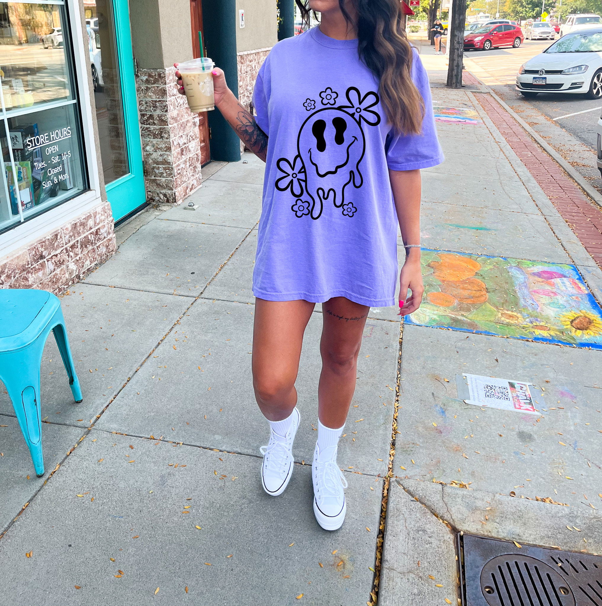 Drippy Smiley Sweatshirt, Floral Happy Face Shirt, Motivational Gifts ...
